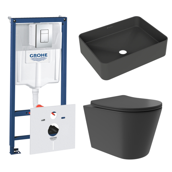 Комплект инсталляции GROHE Rapid SL 38775001 с унитазом Aqueduto CONE ...