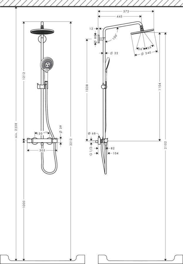 Купить Душевая система hansgrohe Raindance Select S 240 Showerpipe с ...